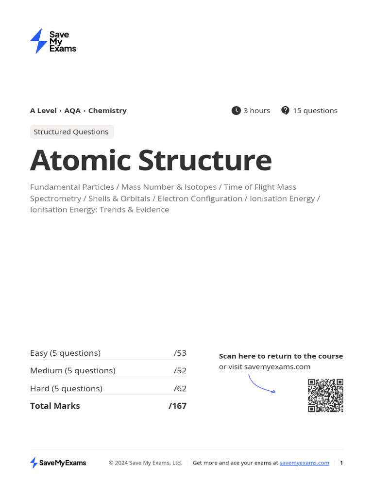 1 1 Atomic Structure Pdf Time Of Flight Mass Spectrometry Atoms