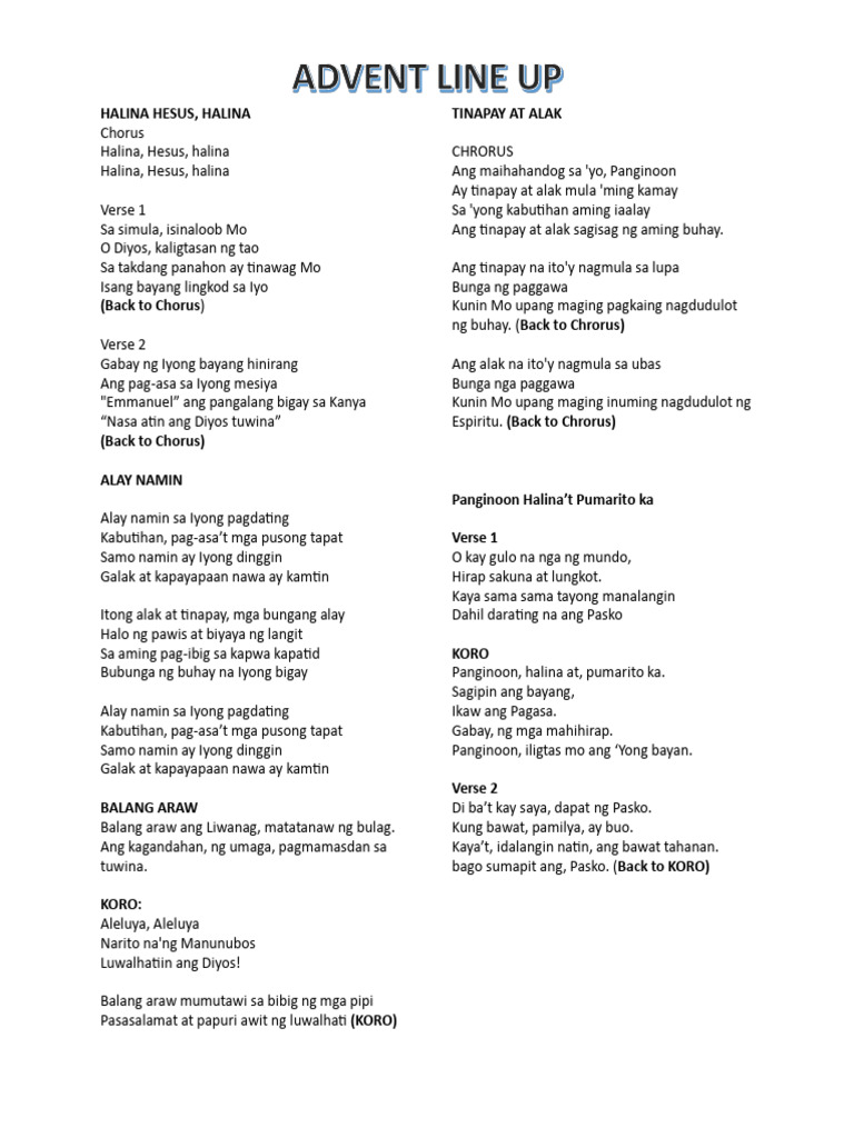 Advent Line Up | PDF