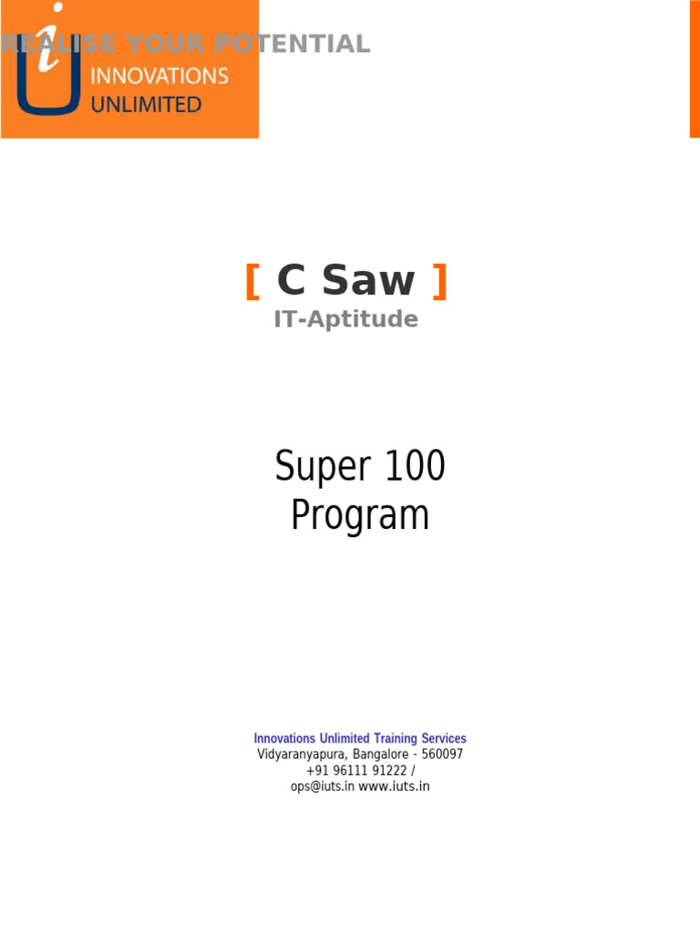 1.2 - C-Saw - IT Aptitude Program-2024 | PDF | Concept | Computer Programming