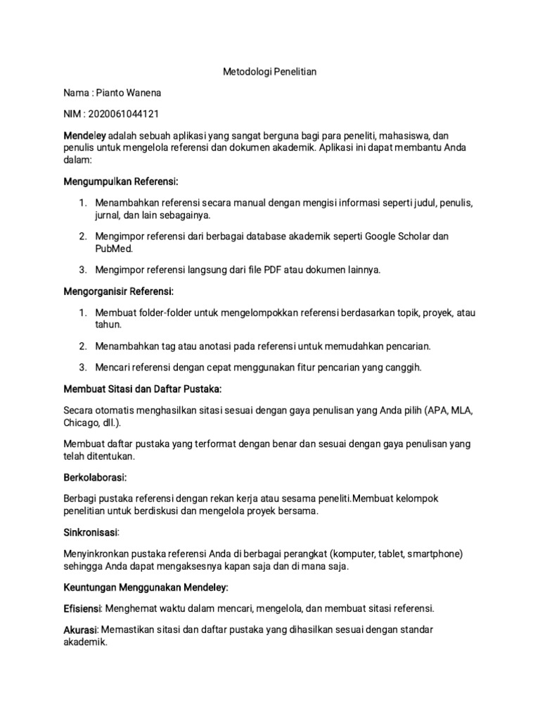 Cara Menggunakan Mendeley di WPS | PDF