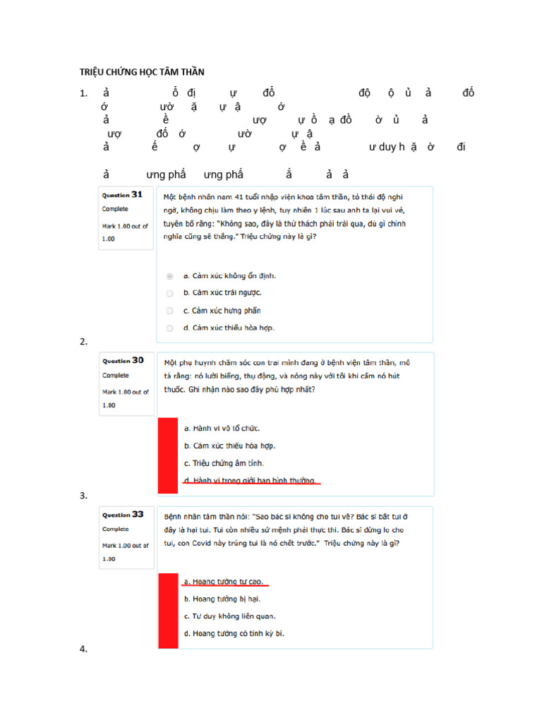 Đề Tâm thần Y18 đợt 1 | PDF