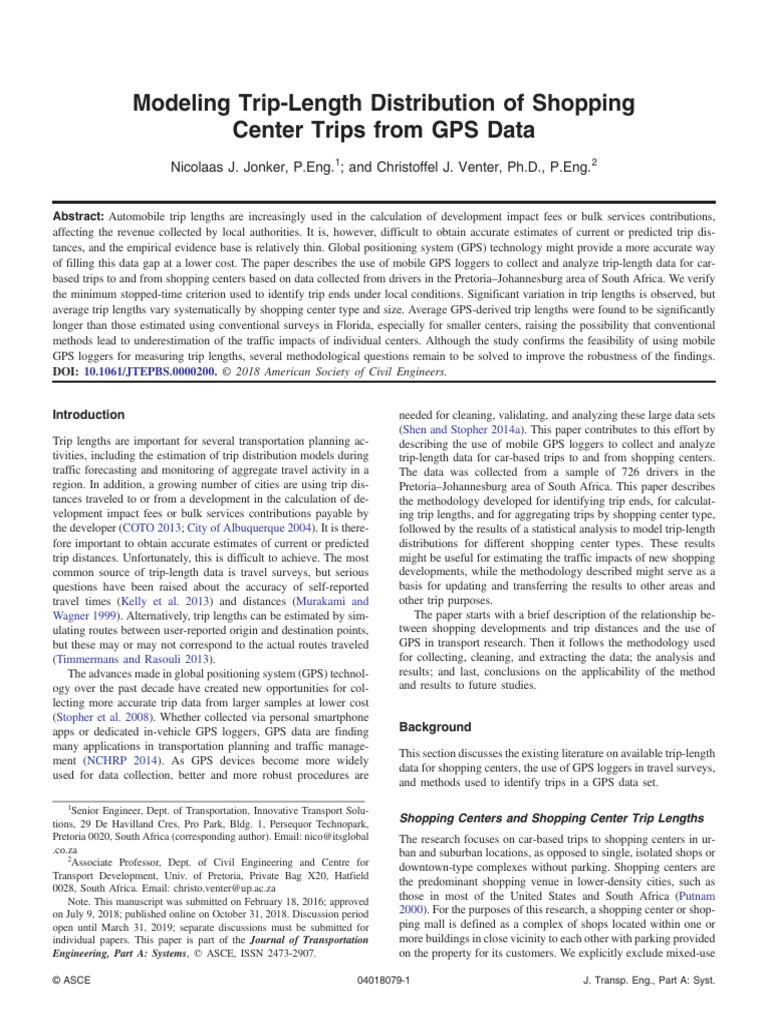 Modeling Trip Length of Shopping Center | PDF | Global Positioning ...