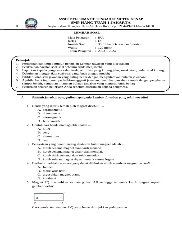 Soal Asat Ipa Ix SMP-2024 | PDF