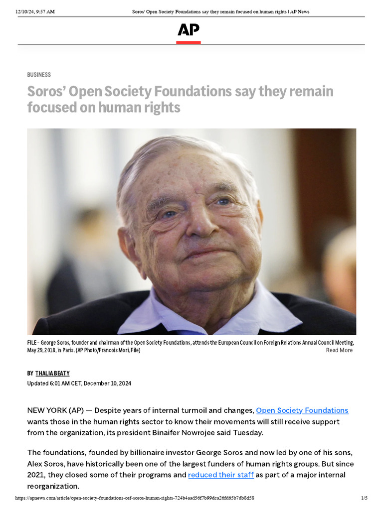 Soros' Open Society Foundations Say They Remain Focused On Human Rights ...
