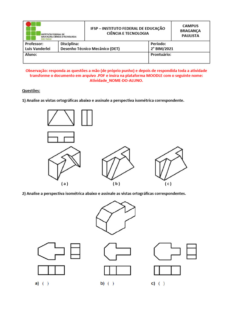 Atividade - Desenho Técnico Mecânico | PDF