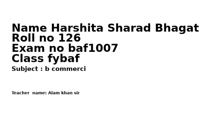 Harshita Bhagat B.Comm Exam Details | PDF