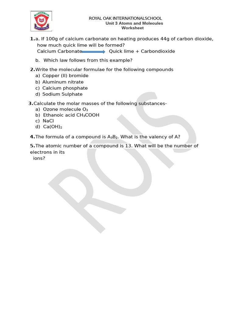 Unit 3 Worksheet | PDF