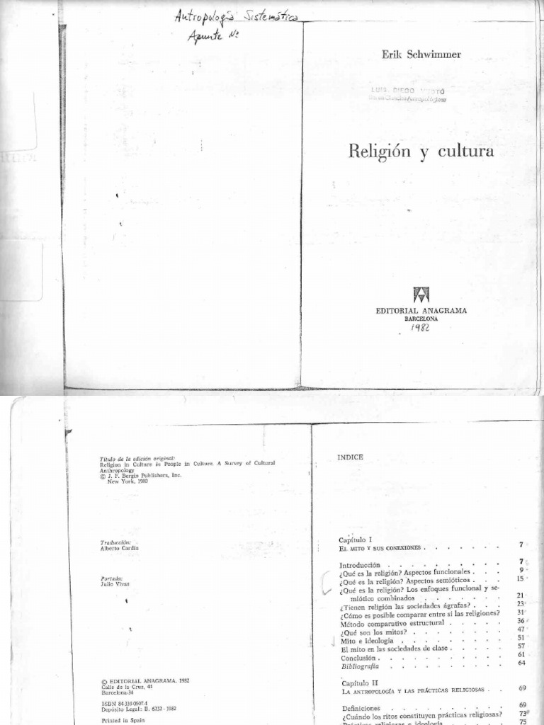 Schwimmer E. 1982. Religi N y Cultura. Anagrama Barcelona | PDF