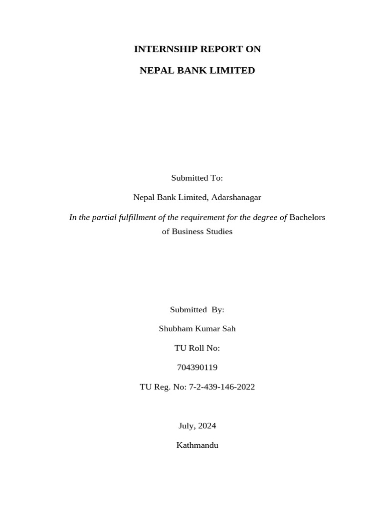 Internship Report NBL by Shubham kr. sah | PDF | Banks | Cheque