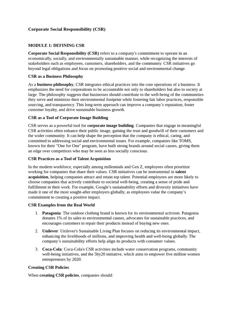 Corporate Social Responsibility | PDF | Corporate Social Responsibility ...