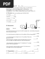 Manometer Problems Worksheet - Answers | PDF | Pressure Measurement ...