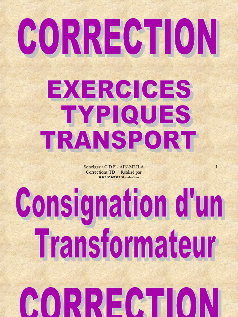 Correction TD Consignation Transport Elec | PDF