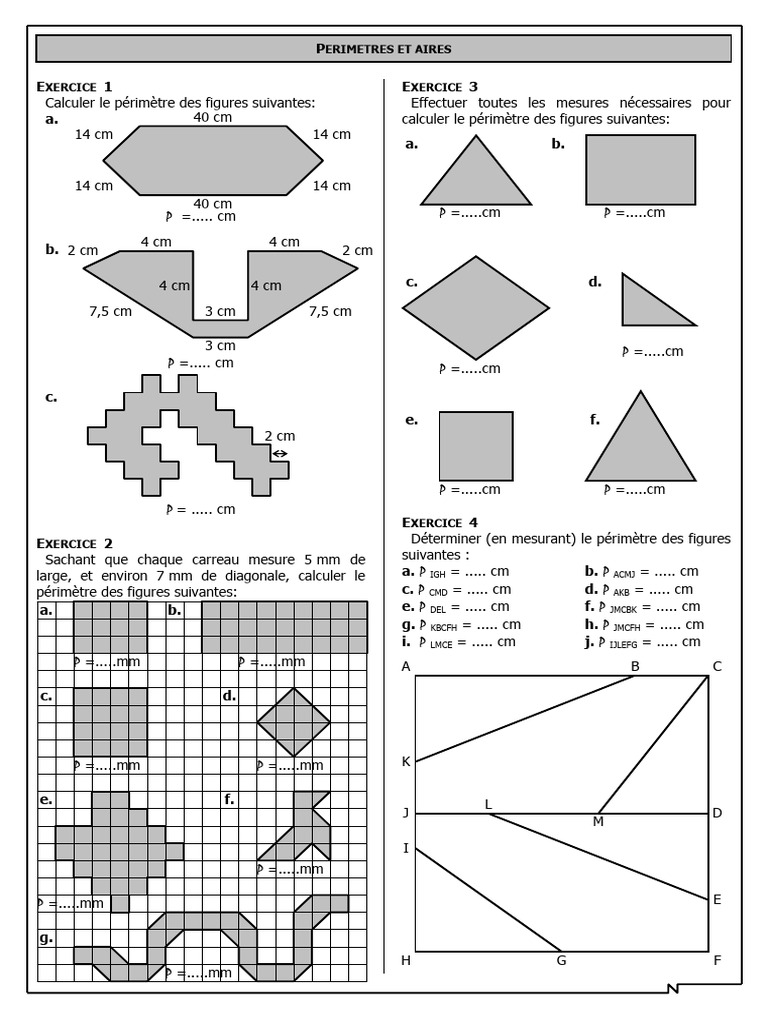 Calcul des périmètres de figures | PDF