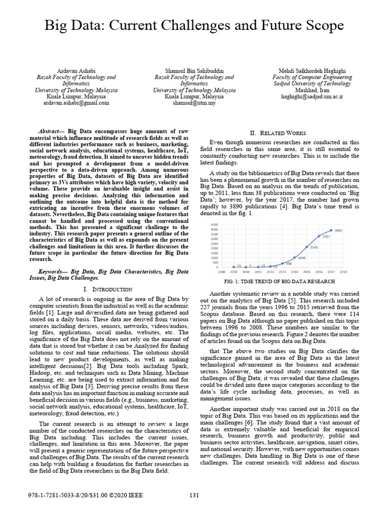 Big Data - Current Challenges and Future Scope | PDF | Big Data | Data