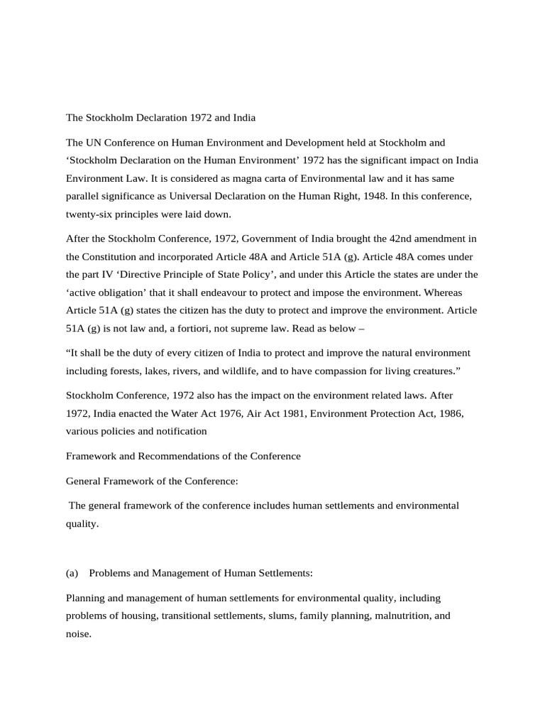 Stockholm Declaration p213559 1644900693 | PDF | Natural Environment ...