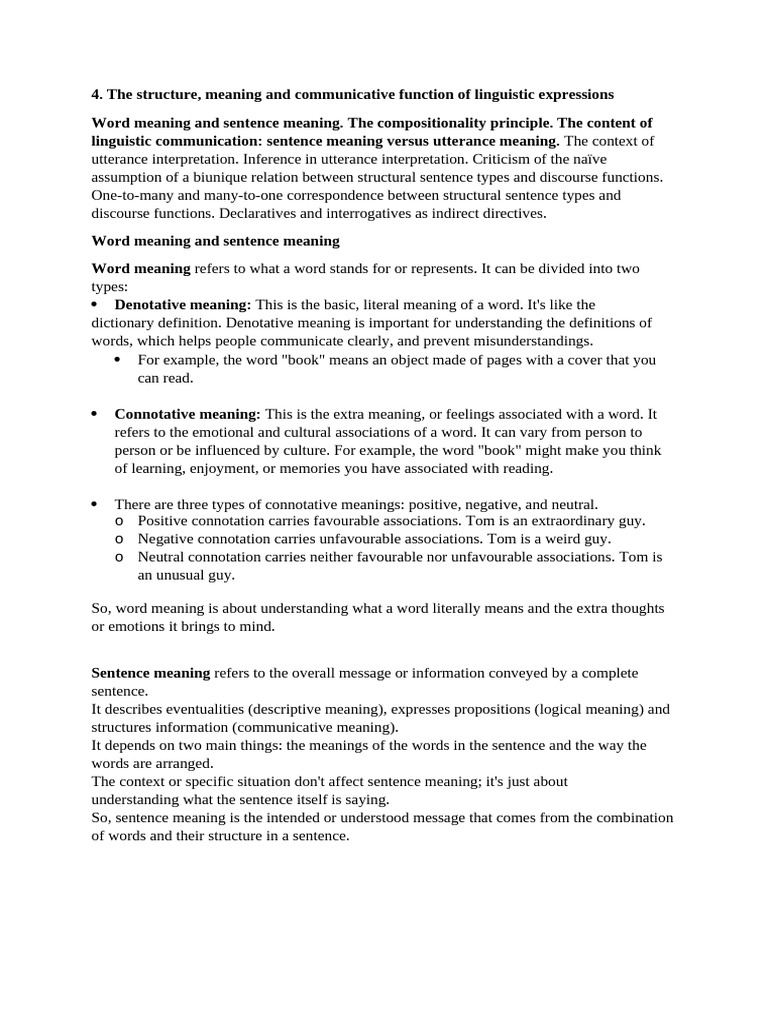 Structure, Meaning, and Communicative Function of Linguistic ...