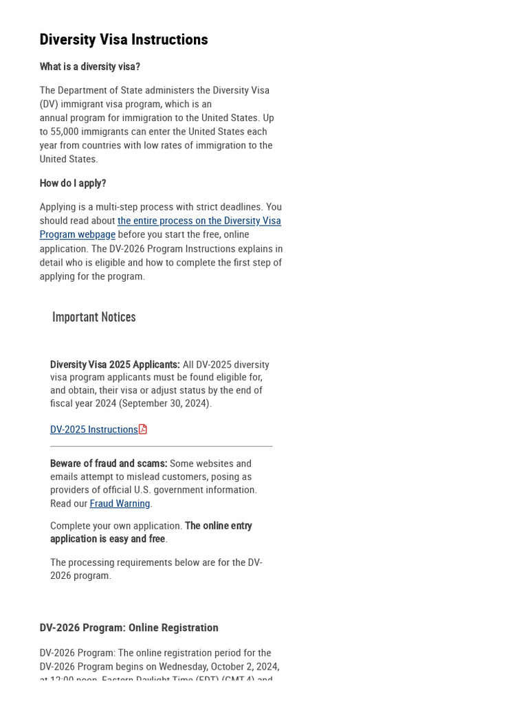 Diversity Visa Instructions | PDF | Cultural Globalization | Human ...