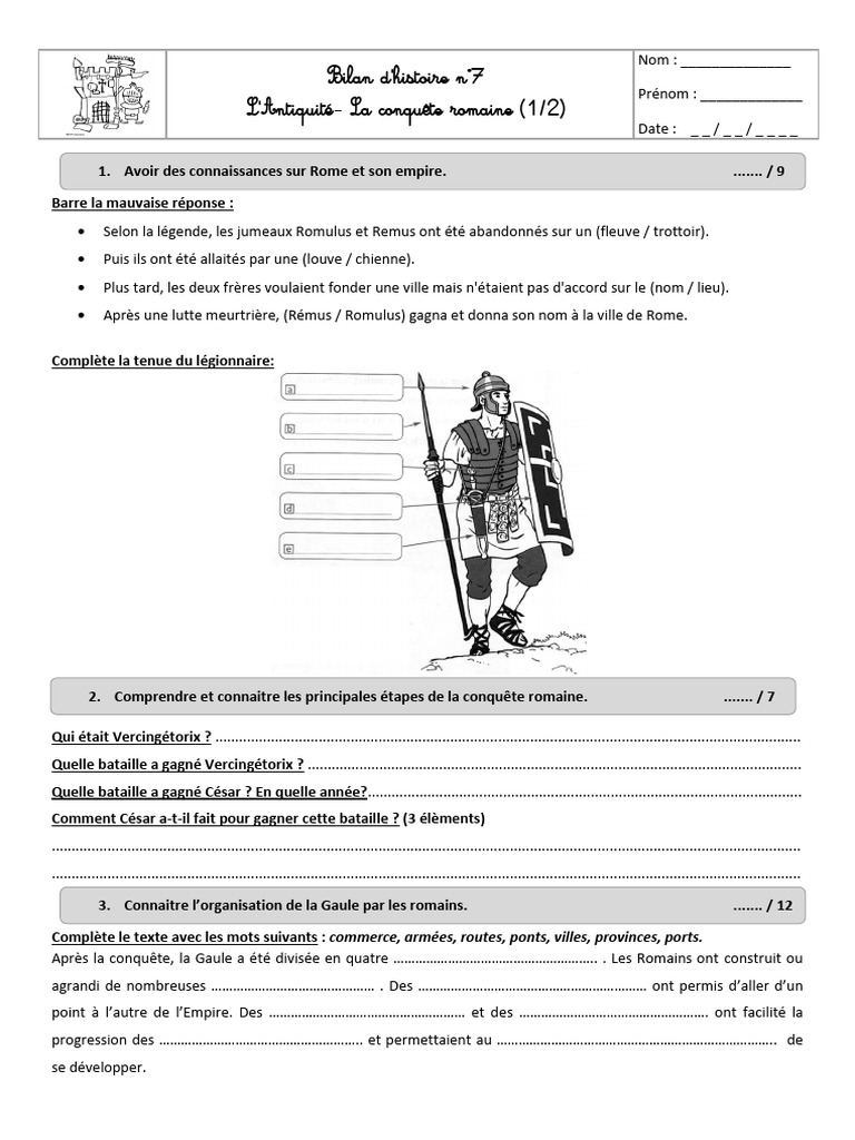 Evaluation Conquete Romaine | PDF | Rome antique | Romulus et Rémus