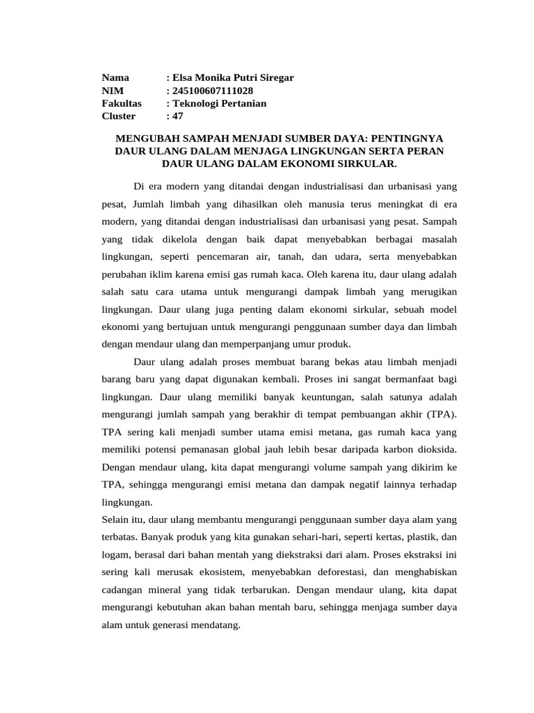 Essai Daur Ulang Done Fix 2 | PDF