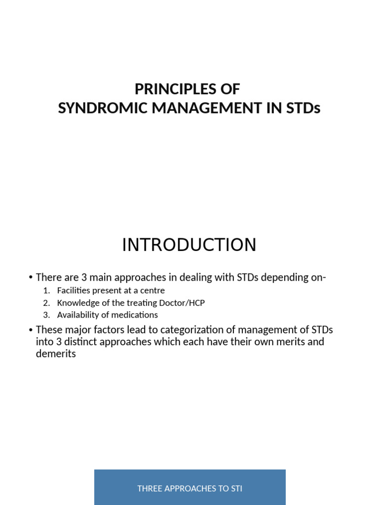 SYNDROMIC APPROACH TO STIs | PDF | Sexually Transmitted Infection ...