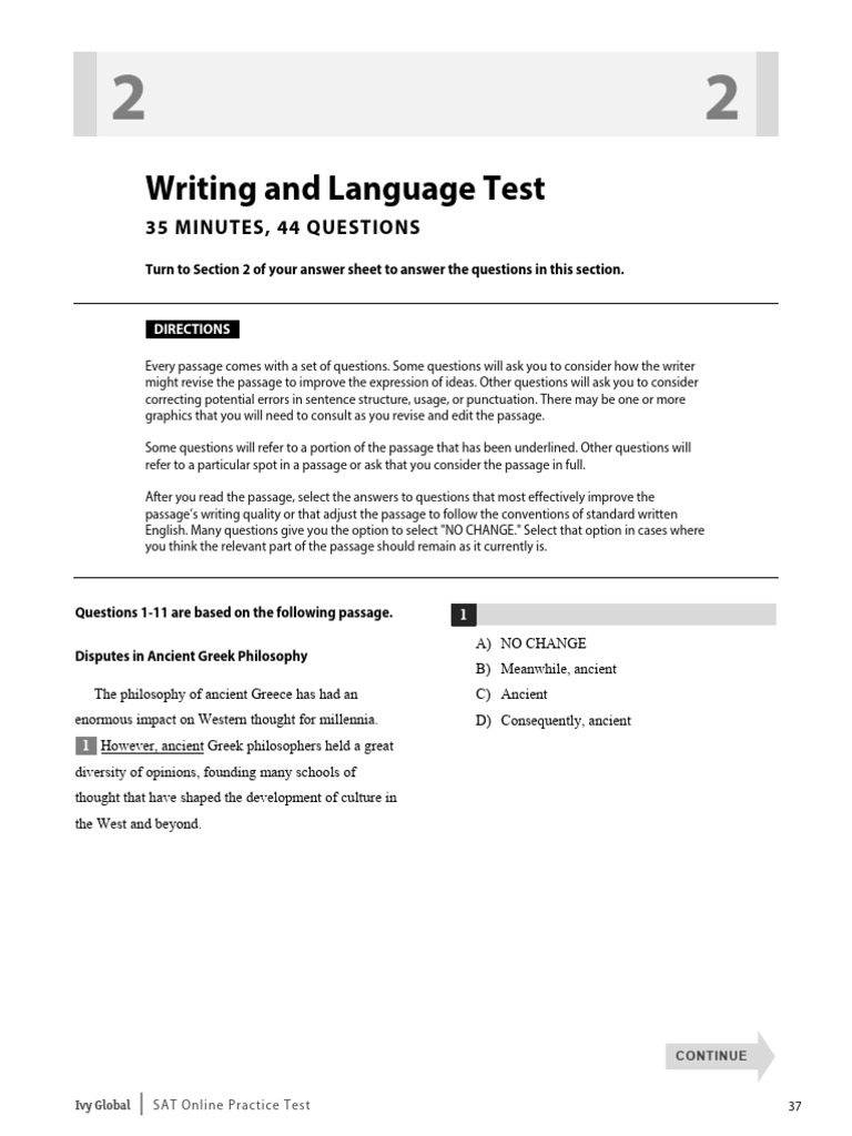 IVY Writing Test 1 @DSATuz | PDF | Sat | Human Communication