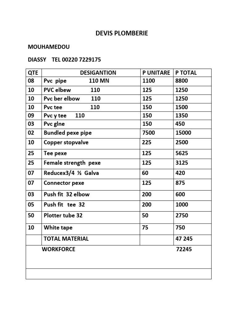 Devis Plomberie-1 | PDF