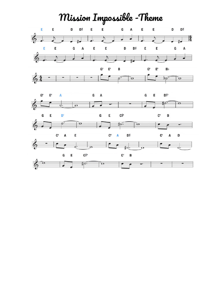 Mission Impossible Theme Pdf