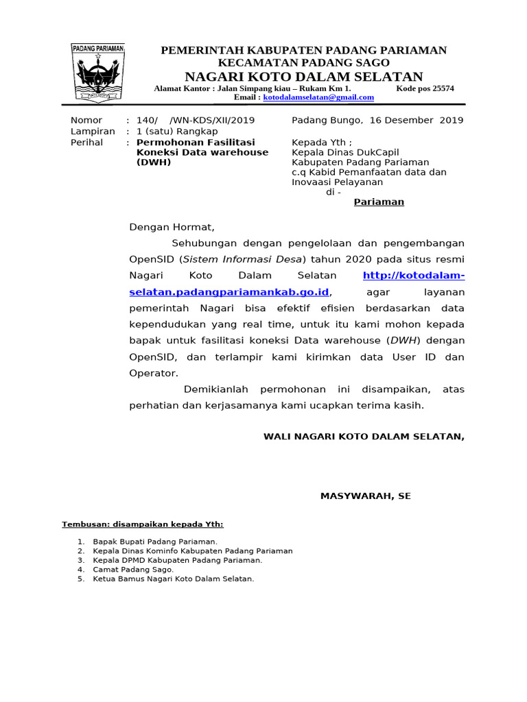 Capil Permohonan DWH | PDF