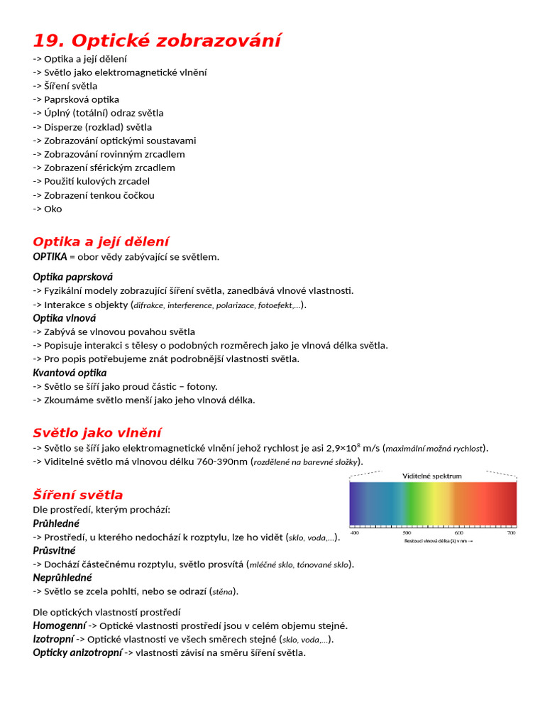 Optické Zobrazování | PDF