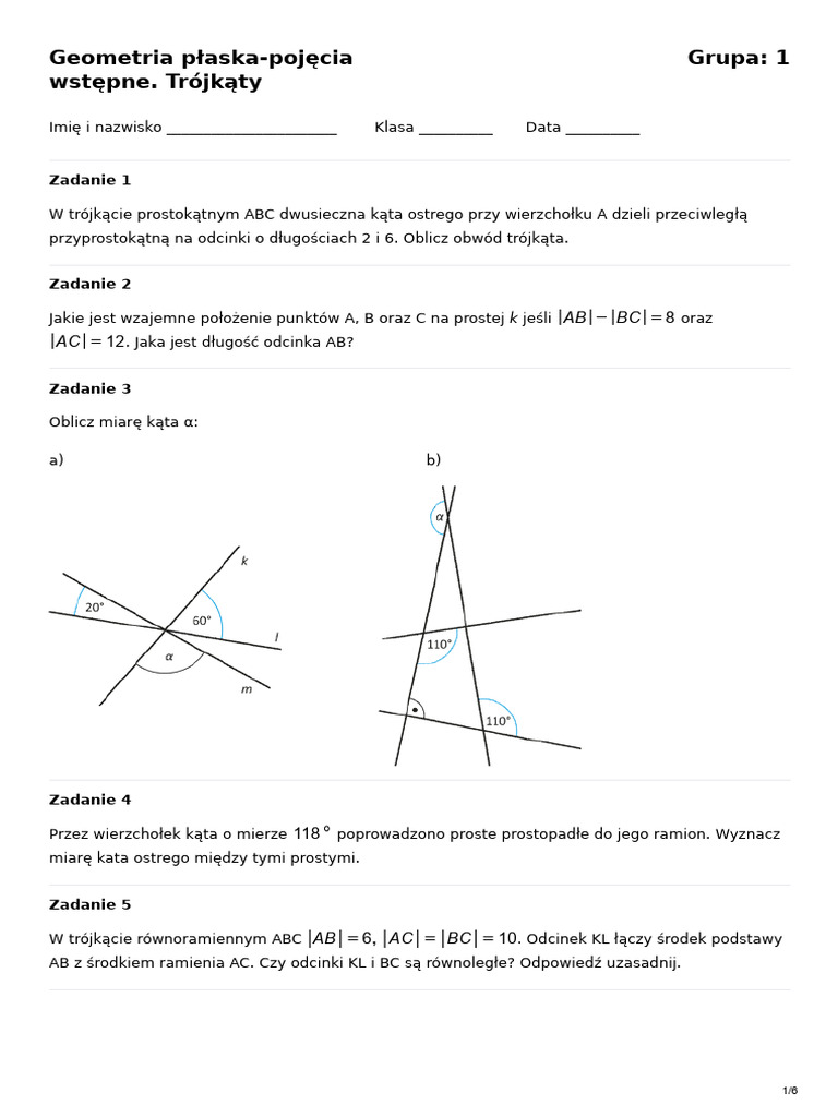 4 Matem Paz 1 ZP ZR - Zad Gen R7 - Geom Płaska Trójk 15 | PDF