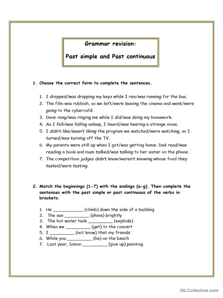 _ Past Simple Past Continuous | PDF