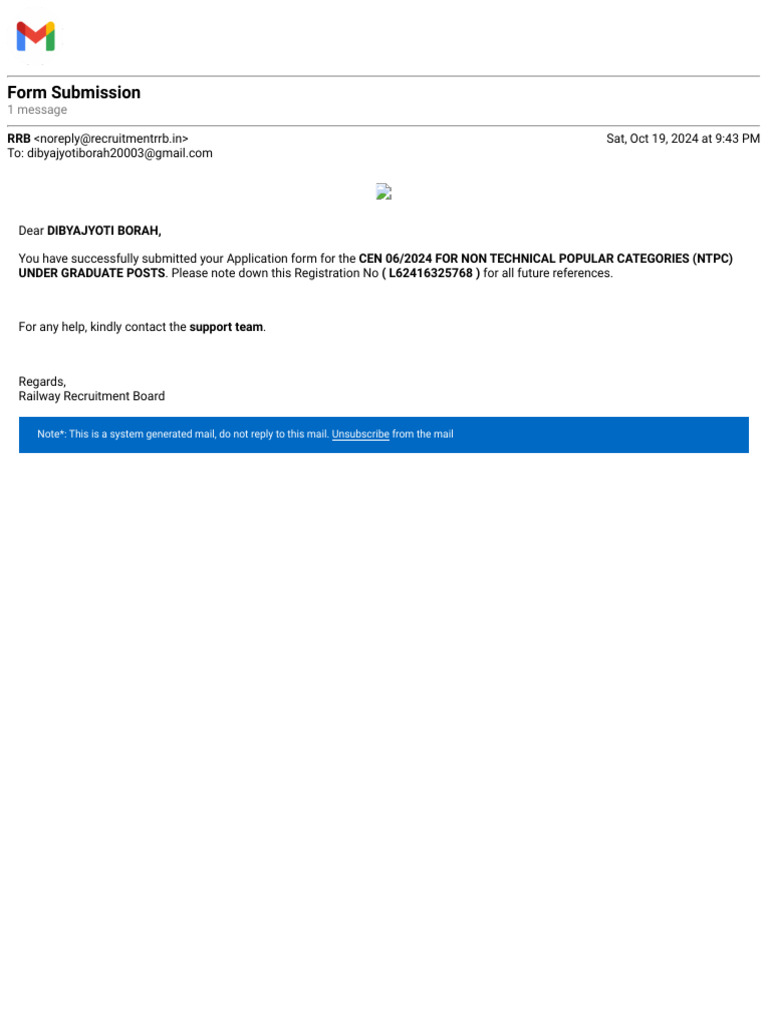Application Confirmation for CEN 06/2024 | PDF
