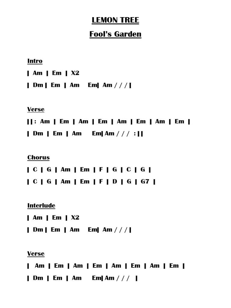 Lemon Tree Chord | PDF