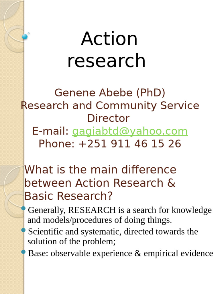 Action Research Presentation | PDF | Action Research | Methodology