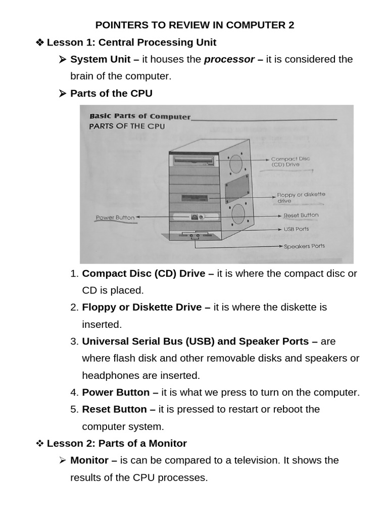 Pointers To Review in Computer 2 | PDF