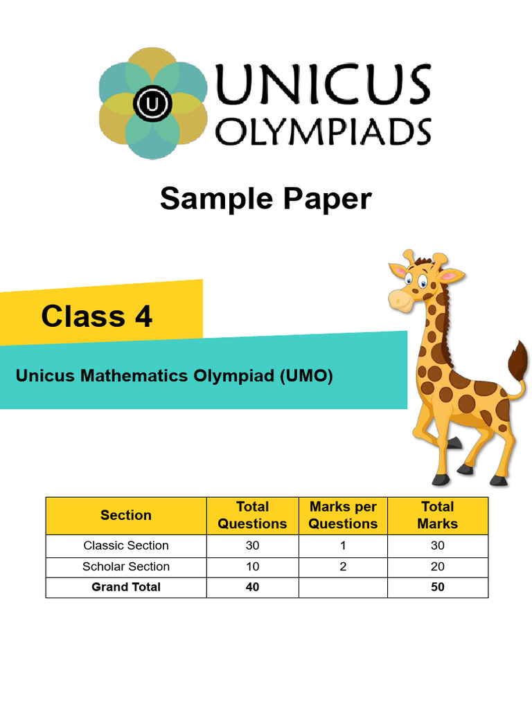 UMO-Sample-Papers-for-Class-4 | PDF | Speed | Elementary Geometry