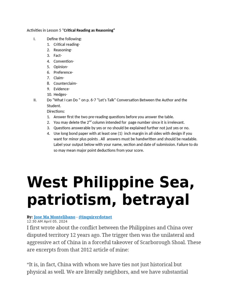 RWS Blended 1 Critical Reading Activity | PDF