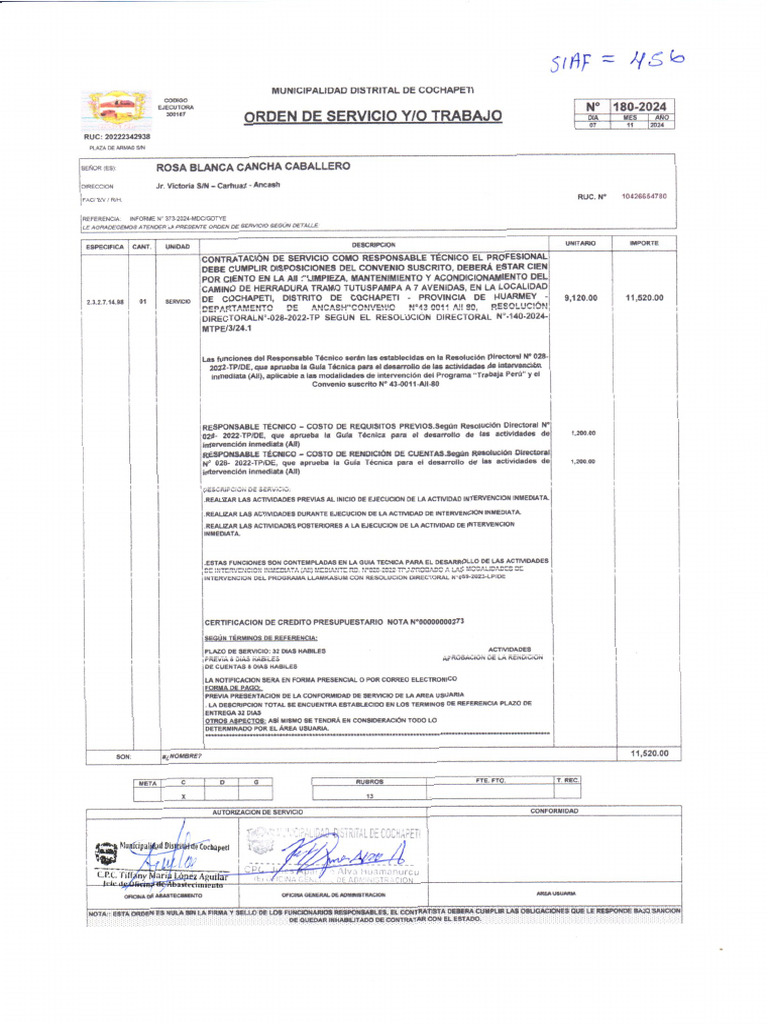 OFICIO N° 195 SOLICITO VERIFICACION DEL INFORME MENSUAL N° 01 MES DE NOVIEMBRE | PDF | Documento ...