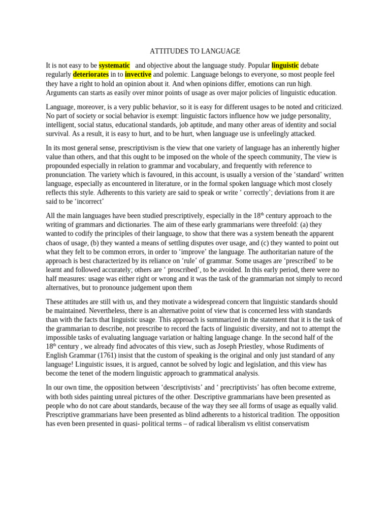 ATTITUDES TO LANGUAGE (Reading) | PDF | Linguistics | Human Communication