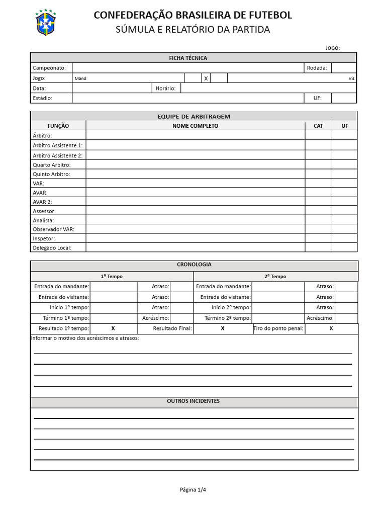 Súmula de jogo 2024 | PDF | Futebol | Juiz (esportes)