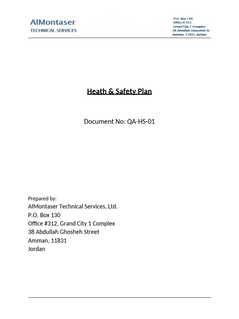 Final AMTS, Health and Safety Plan, Rev.07 | PDF | Occupational Safety ...