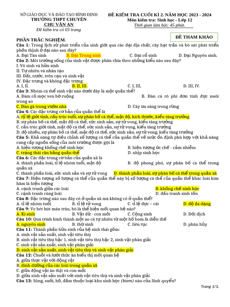 Đáp Án Chuẩn Bdg | PDF