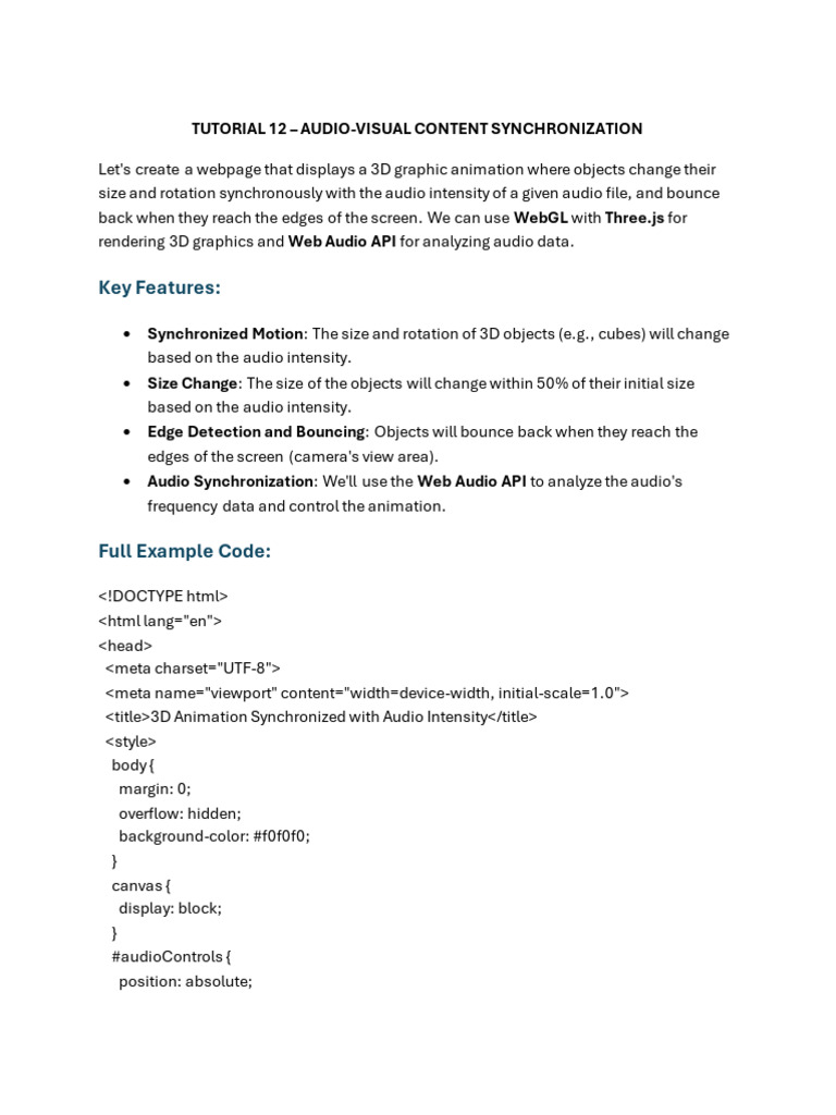 Tutorial12_Audio_visual_synchronization (1) | PDF | 3 D Computer Graphics | Graphics