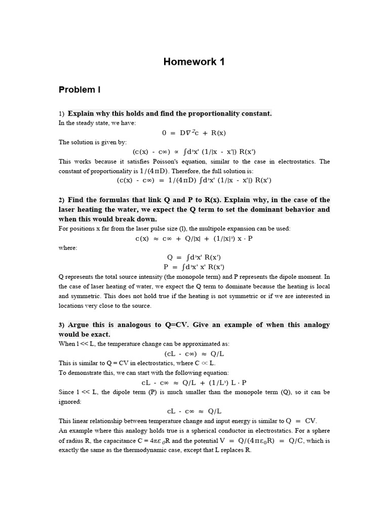 Homework 1 | PDF | Physical Sciences | Electromagnetism