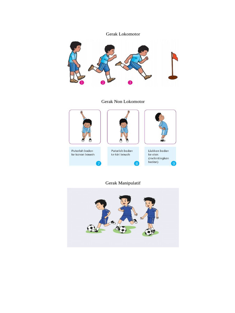 Gerak Lokomotor, Non Lokomotor, Manipulatif | PDF