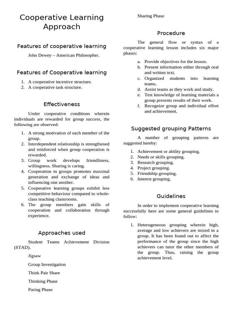 Lecture 1 Cooperative Learning Approach | PDF | Learning | Cognition