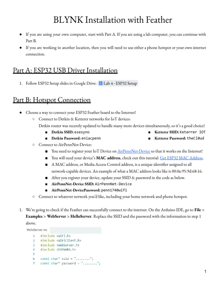 Lab 4 - Blynk Installation With Feather | PDF | Computer Engineering | Computing