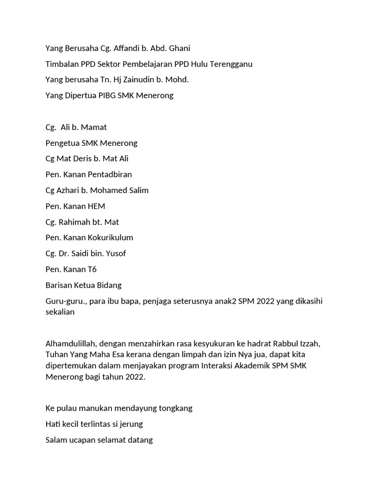 teks mc dialog prestasi | PDF