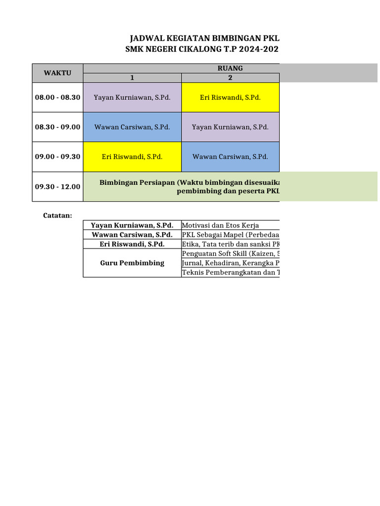 Jadwal Bimbingan PKL | PDF
