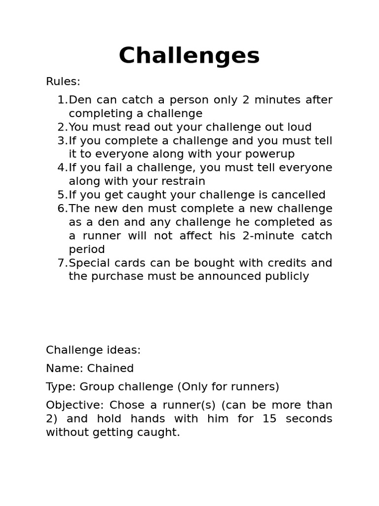 Challenges For Game | PDF